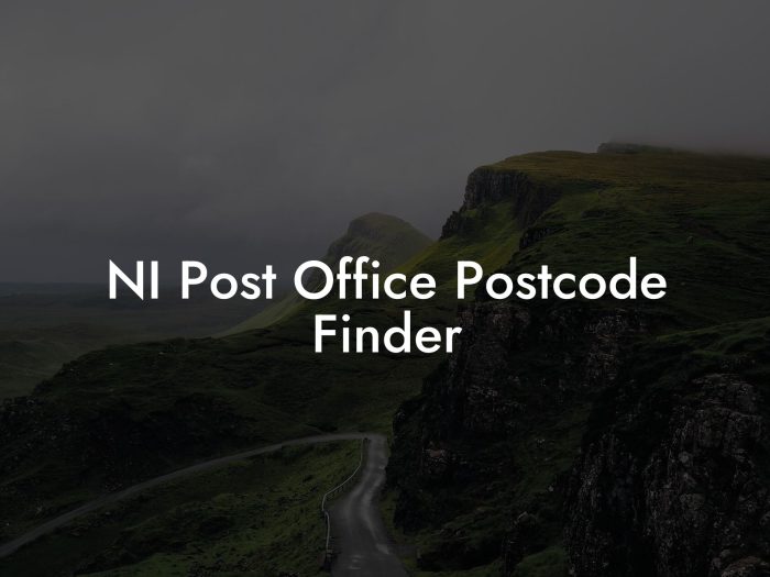 NI Post Office Postcode Finder - UK Postcode Database - CSV & MySQL Postcodes
